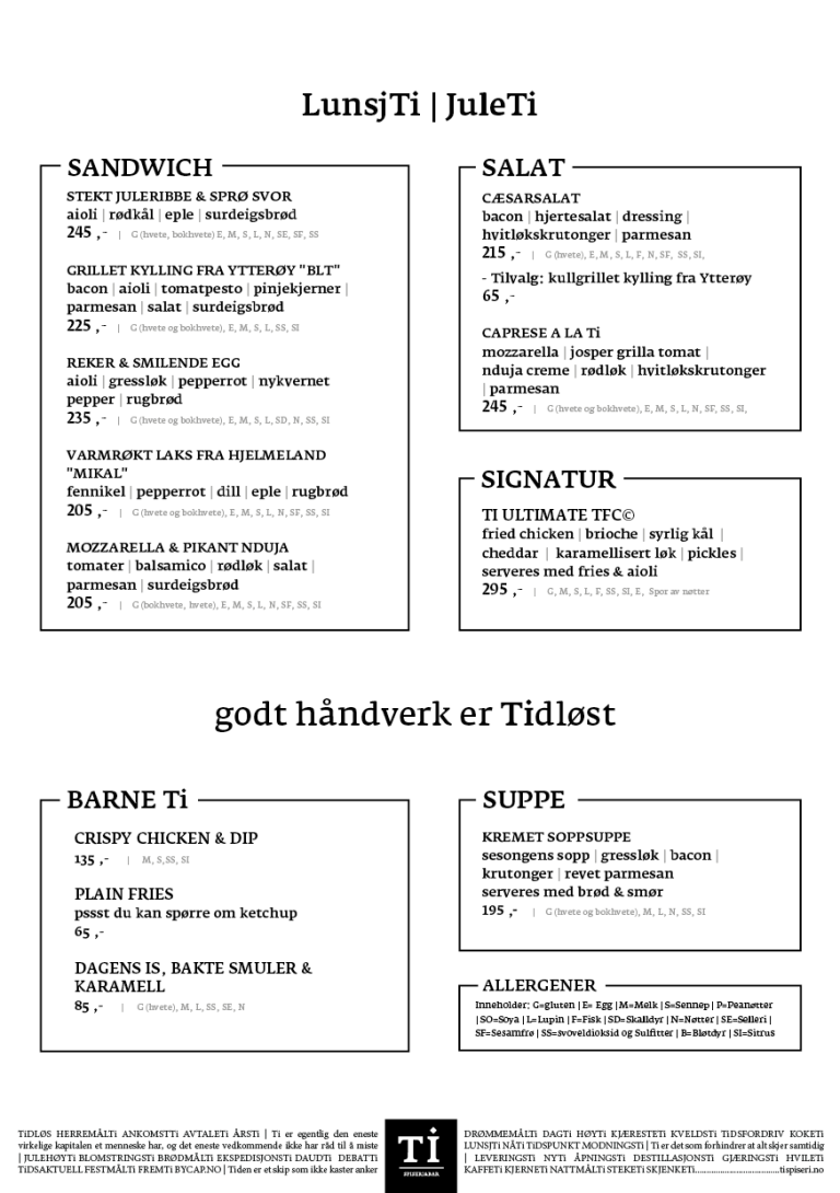 Meny – Ti Spiseri & Bar